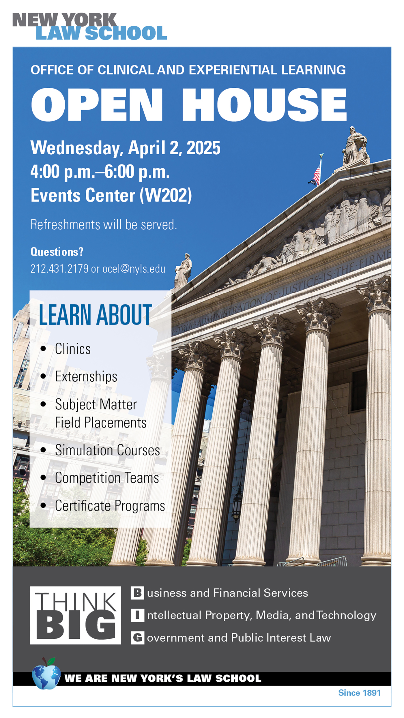 Office of Clinical and Experiential Learning Open House - New York Law School
